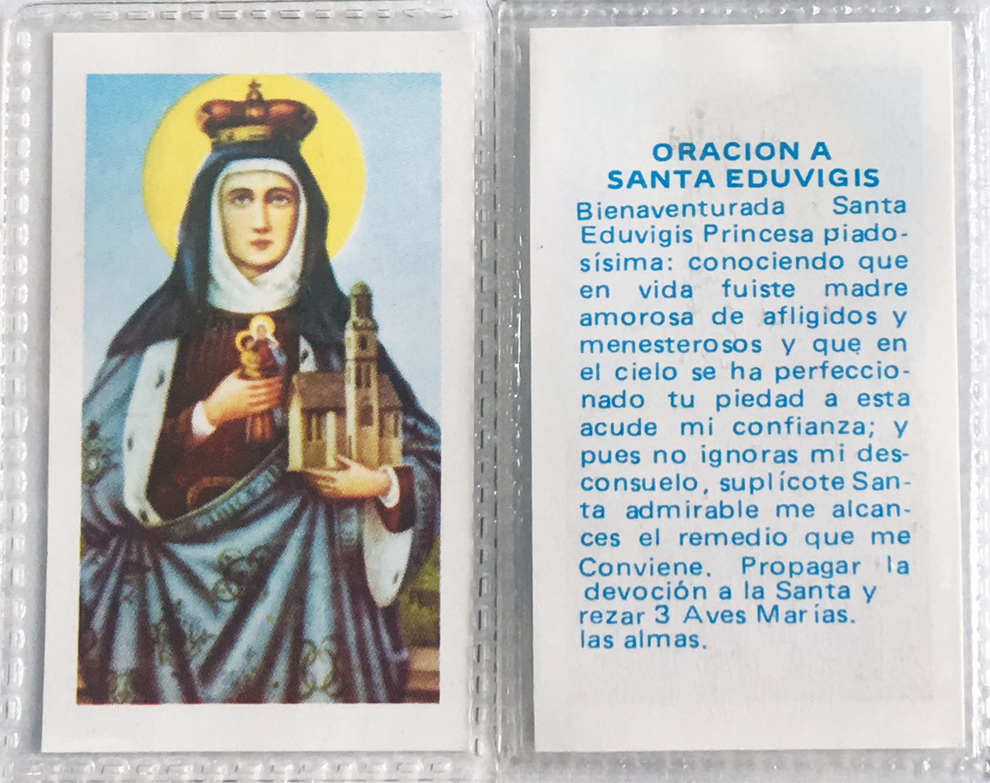 Estampa Plastificada Santa Eduvigis