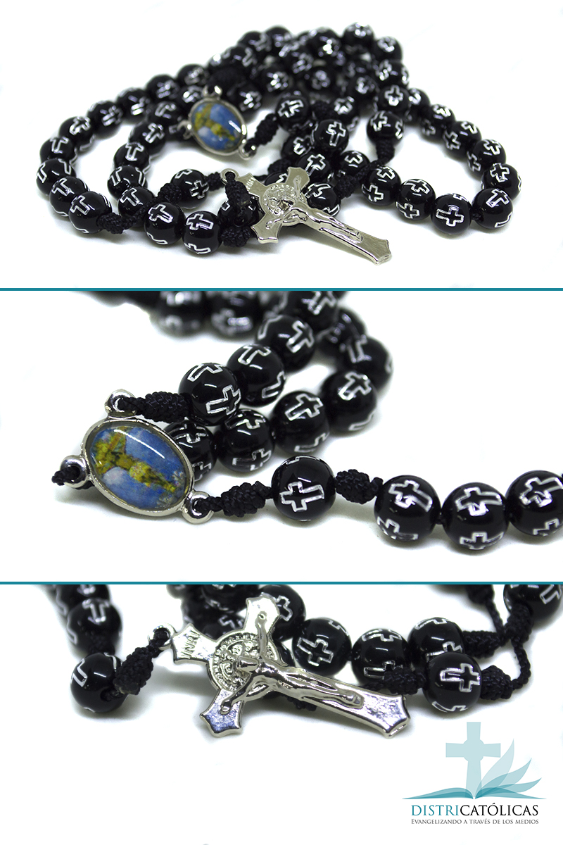 Camándula Pepa Negra con Cruz