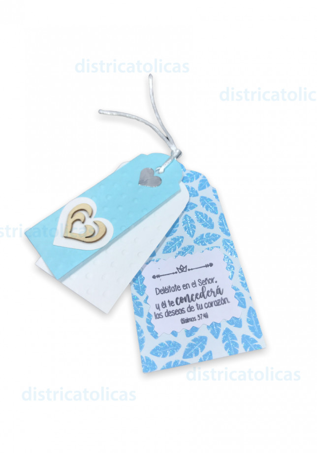 CDP - Tag decorado Azul - Corazón de Papel