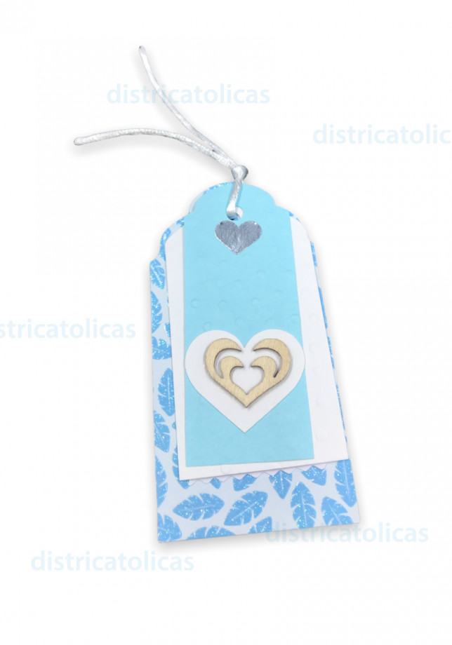 CDP - Tag decorado Azul - Corazón de Papel